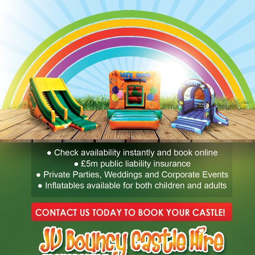 Fun yet informative flyer for JV Bouncy Castle Hire! | Postcard, flyer ...