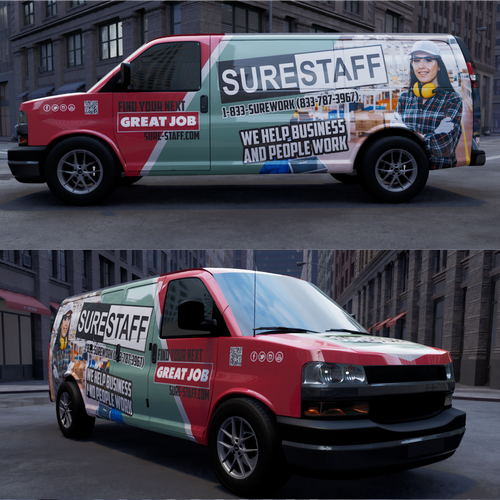 Designs | Surestaff Recruiting & Transportation Van Wrap - Eye-popping ...