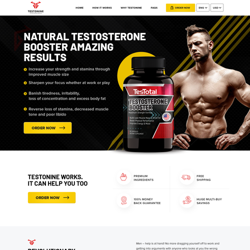 Designs | Testonine, Testosterone Boosting single page ecommerce ...