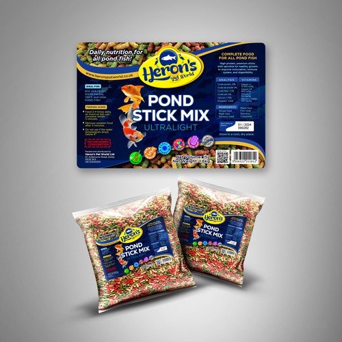 Designs | Design a product label for premium pond stick mix, fish food ...