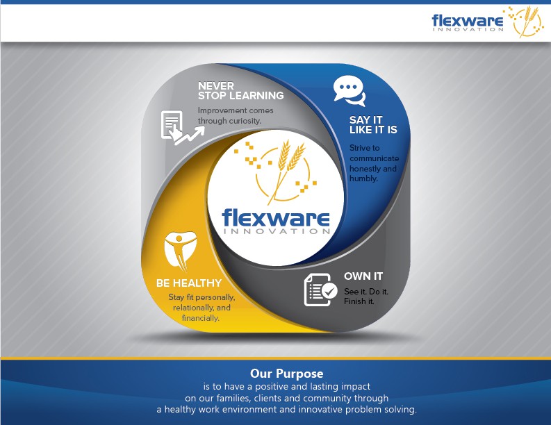 Design a core values and purpose statement graphic for Flexware ...