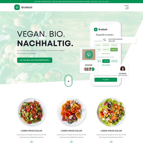 Designs | Landingpage (mobile/web) for our vegan cooking box. New fresh ...