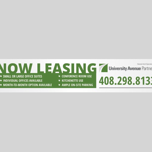 Create sleek leasing sign for modern office building. | Signage contest