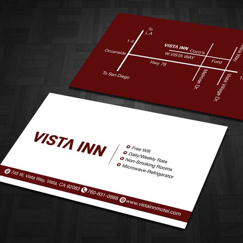 Redesign and update a business card for motel in San Diego. | Business ...