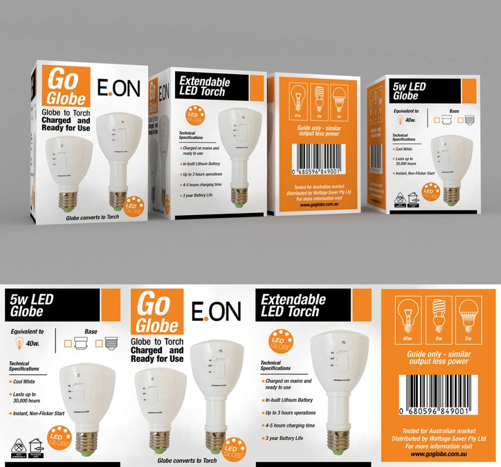 Create a unique 2-in-1 globe/torch label | Product label contest