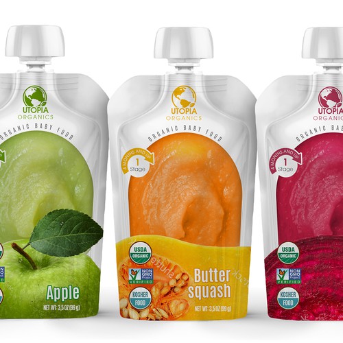 Create an elegant and vibrant packaging design for Utopia Organics baby ...