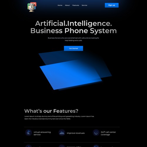 Designs | Homepage Design for A.I. Busness Phone System | Landing page ...