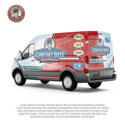 Designs | Comfort Boys Service Company New Retro Van Wrap Design | Car ...