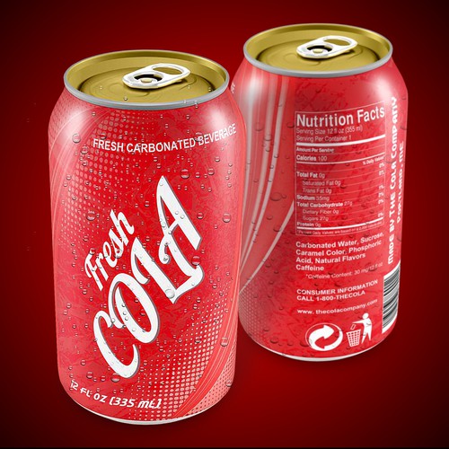 Create a generic 12 oz cola beverage can label for startup company ...