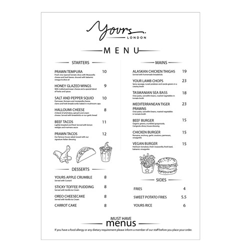 Luxury restaurant/bar menu | Menu contest | 99designs