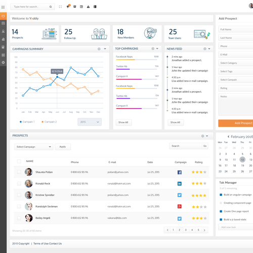 Clean, elegant and easy feeling CRM UI design. | Web page design contest