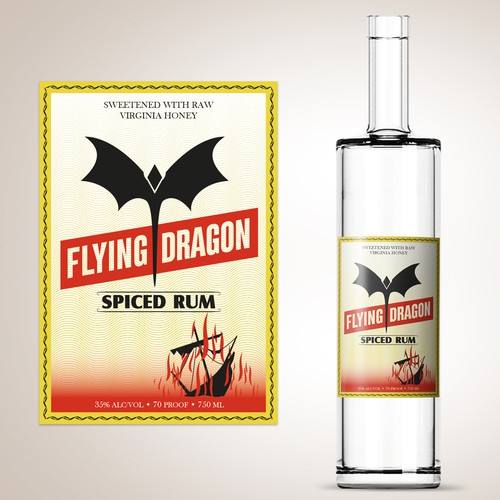 Front label for Flying Dragon Spiced Rum | Product label contest