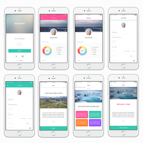 Create UI for a Health Awareness Quiz app | App design contest