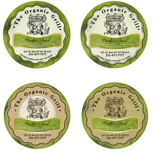 Organic Grill Round Sticker Labels for Salads & Sandwiches | Stationery ...