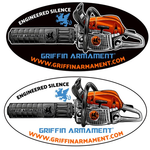 Designs | Chainsaw and Firearm Suppressor Sticker Design | Sticker contest