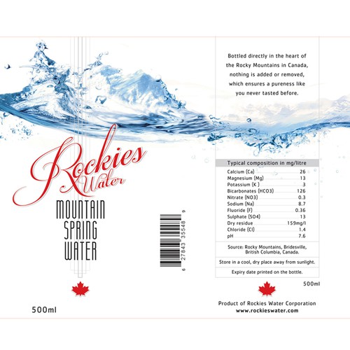 Designs | label for new Canadian Mountain Spring Water | Product label ...