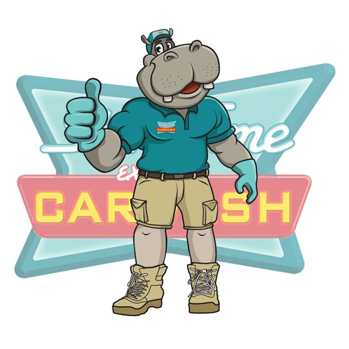 Designs | Hippo Mascot for Express Car Wash | Other art or illustration ...