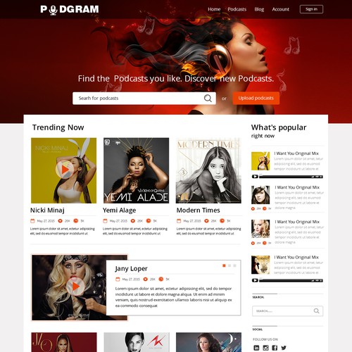 Design a Podcast Publishing/Listening Site | Web page design contest