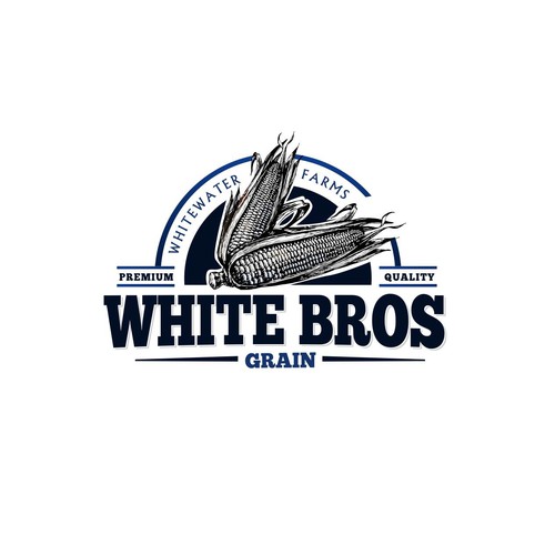 Create a Professional logo with realistic ear of white corn or corn ...