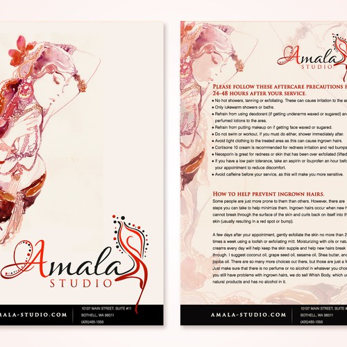 Designs | Create an aftercare card for Amala Studio | Postcard, flyer ...