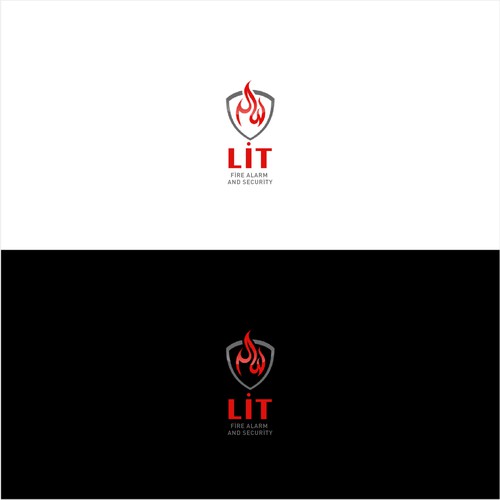 Descriptive logo for "Lit Fire alarm and security" company that ...