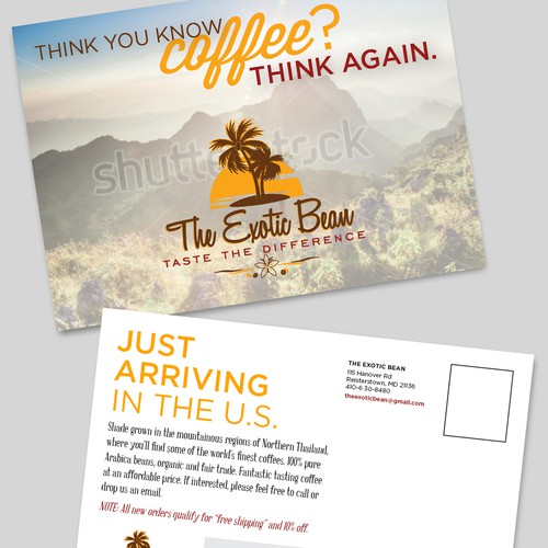 need attention grabbing post card for wholesale coffee beans | Postcard ...