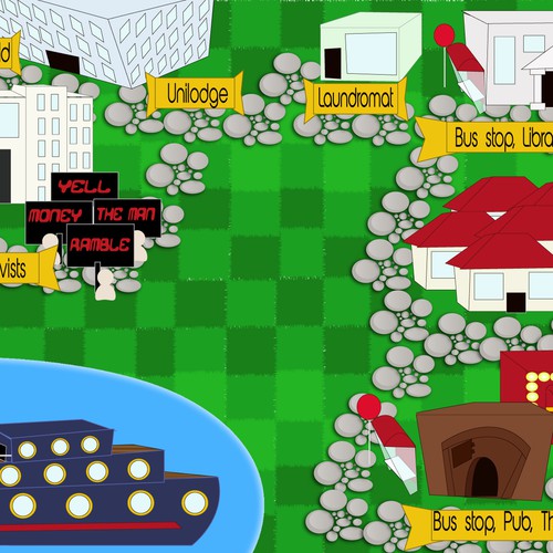 Create illustrated town map for university and student life ...