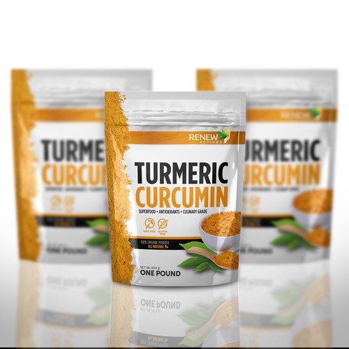 Seeking a Modern & Clean Turmeric Stand-up Pouch Design | Product ...