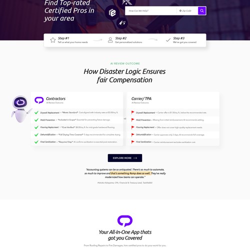Designs | Disaster Logic a modern platform for the disaster restoration industry ! | Web page ...