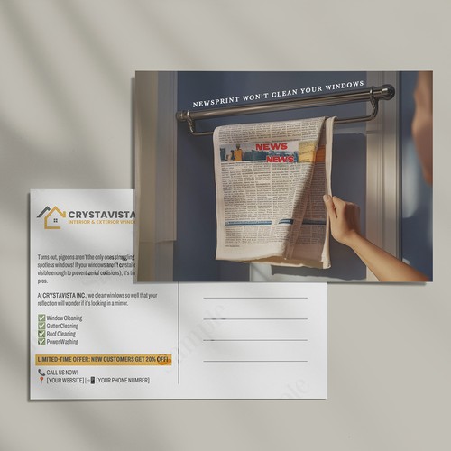 Designs | Design a Hilarious & Eye-Catching Window Cleaning Postcard ...