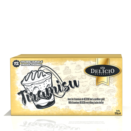 Créer un packaging de la marque de dessert tiramisu DELICIO / Create a ...