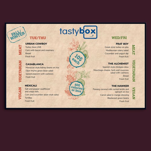Tastybox-healthy fast food menu | Menu contest