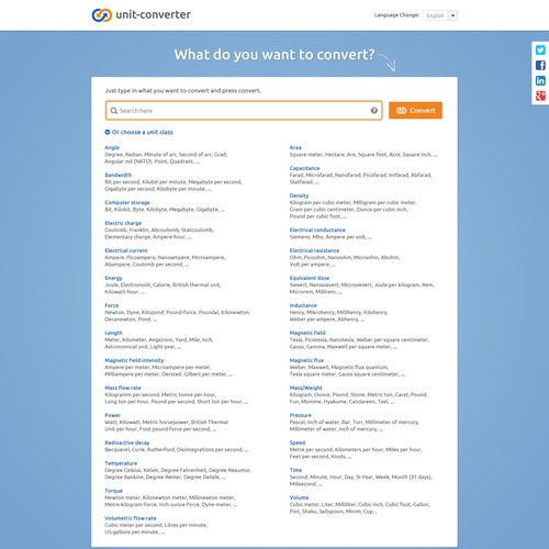 Designs | A new starting page for a unit-conversion website | Landing ...