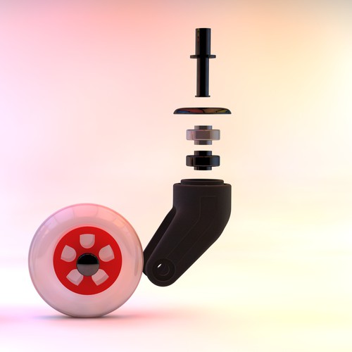 Professional 3D infographic photos on Office Chair Wheel | 3D contest