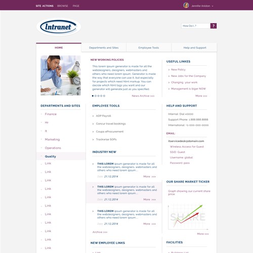 Home Page for Intranet - Responsive and SharePoint 2013 friendly | Web ...