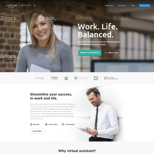 Virtual assistant landing page for busy people | Landing page design ...