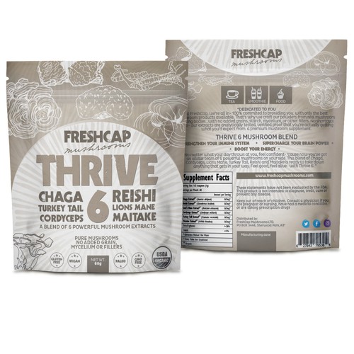 THRIVE 6 Mushroom Powder - Powerful Package for a premium product ...