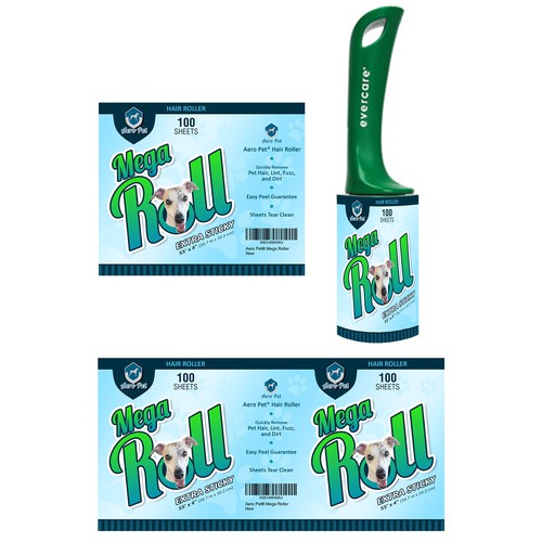 Create a professional yet playful lint roller label for Aero Pet ...