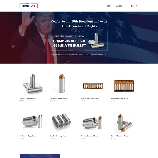 Trump .45 Replica Silver Bullet - Commemorating the 45th President of ...