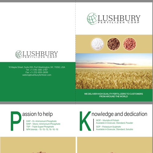 Tri-fold brochure, fertilizer company. | Brochure contest