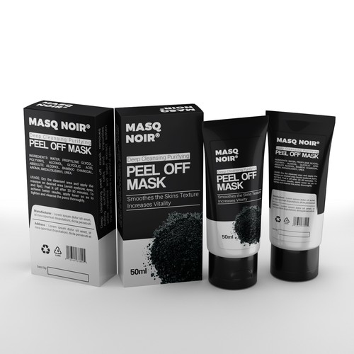 Black mask (cosmetic) Label and package design | Product packaging contest