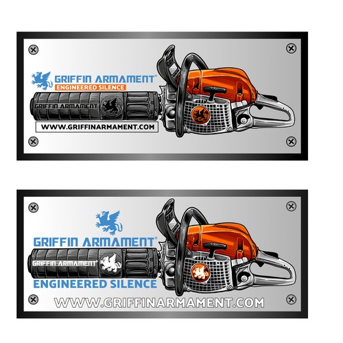 Designs | Chainsaw and Firearm Suppressor Sticker Design | Sticker contest