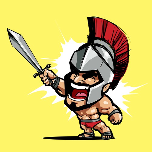 Designs | Design a funny Spartan Guy Cartoon wearing red underwear and a black beard ...
