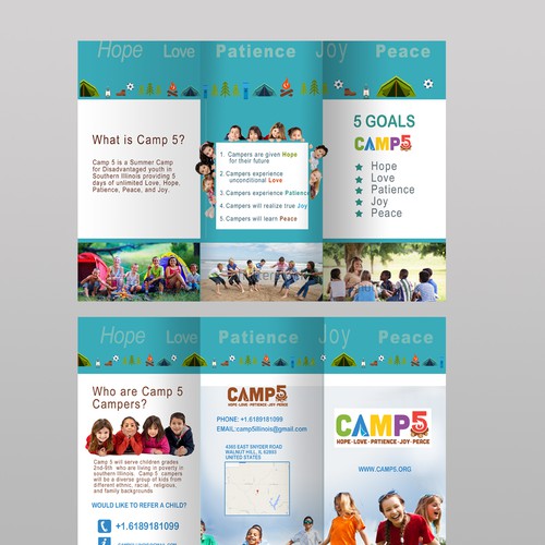 Create a brochure for a Summer Camp targeting children living in ...