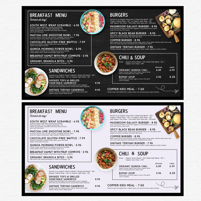 New Menu Board Design - 100% Plant-Based Concept | Menu contest