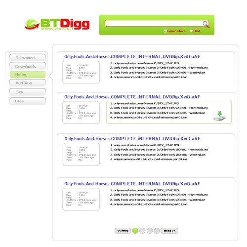 Help BTDigg with a new website design | Web page design contest