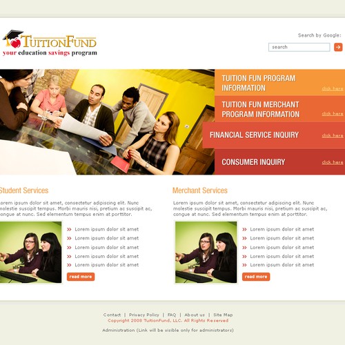 Tuition Funding Site Template | Web page design contest