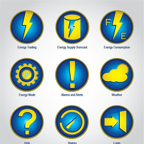 Group of buttons or icons for Energy Trading Software | Button or icon ...