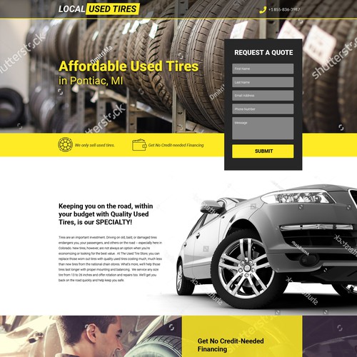 Used Tire Website | Landing page design contest