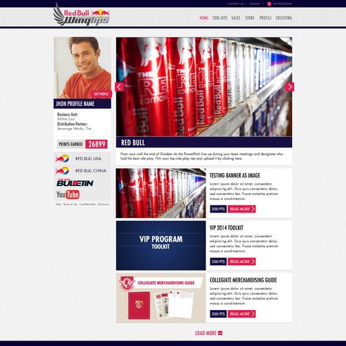 Design Needed for Internal Red Bull Website | Web page design contest
